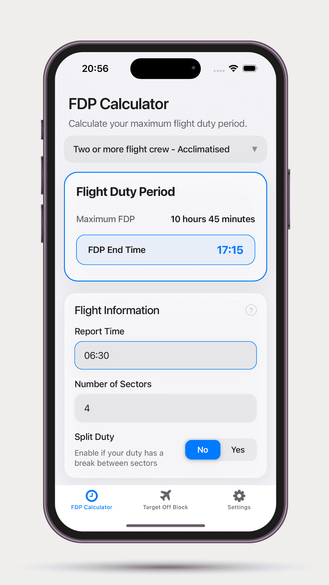 FTL Calculator - Flight Duty Period & Split Duty Calculator | Simple FTL